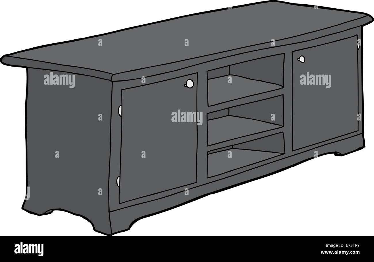Black cartoon entertainment console over isolated white background ...