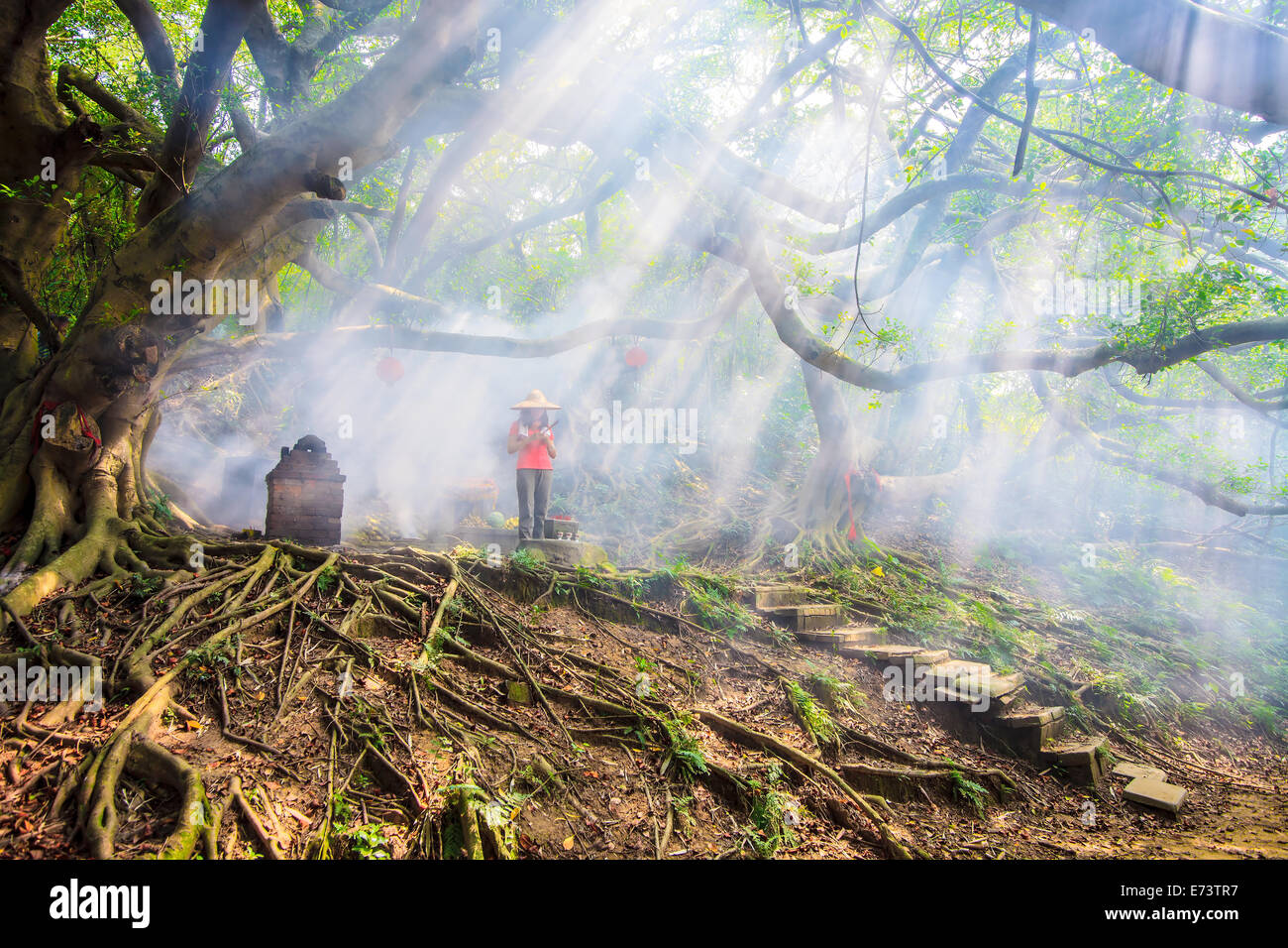 Miaoli, Taiwan - August 4, 2014: Old stone made temple at Miaoli ...