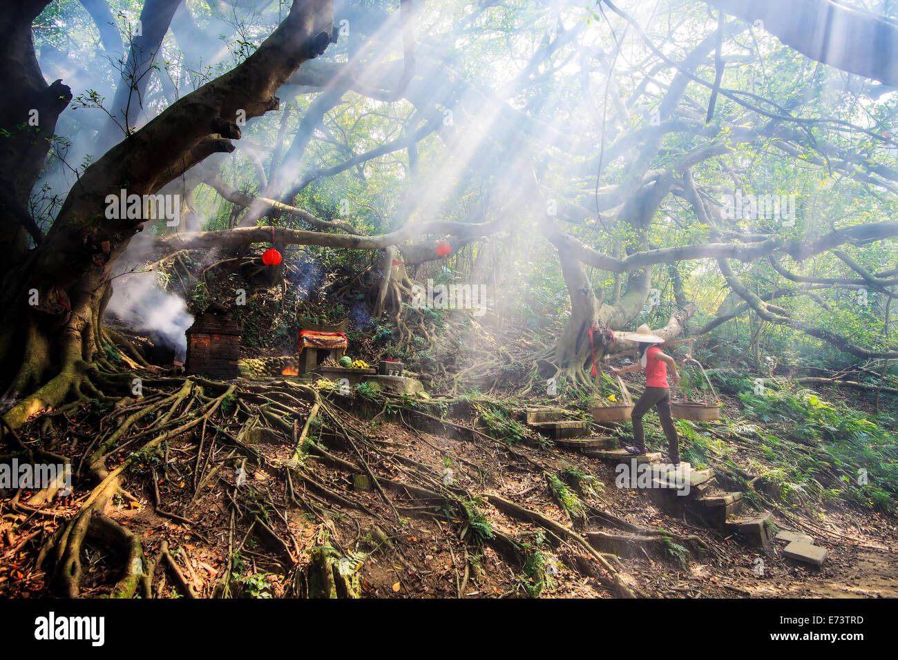 Miaoli, Taiwan - August 4, 2014: Old stone made temple at Miaoli ...