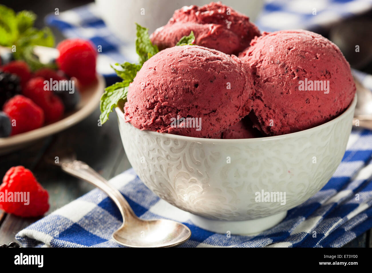 Homemade Organic Berry Sorbet Ice Cream Ready to Eat Stock Photo - Alamy