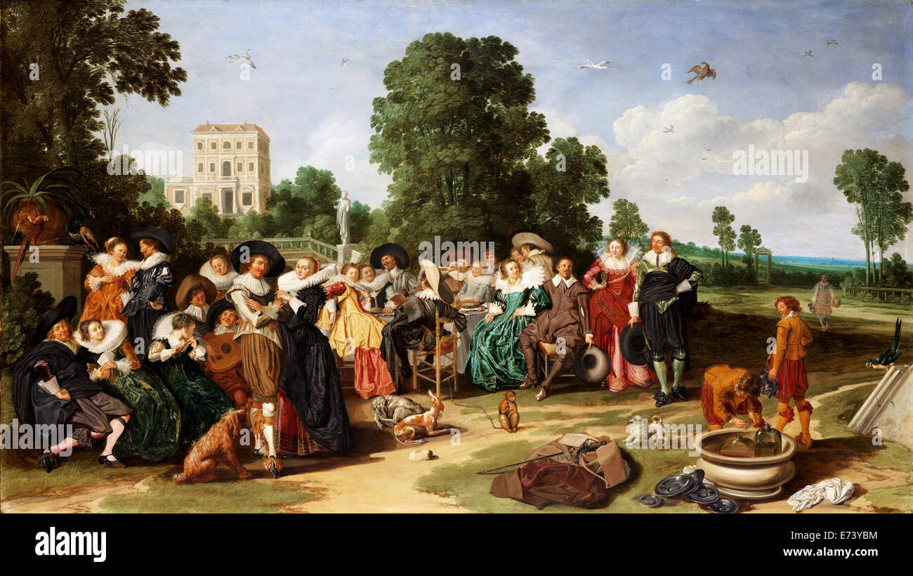 The Fête champêtre or Countryside feast - by Dirck Hals 1627 Stock ...