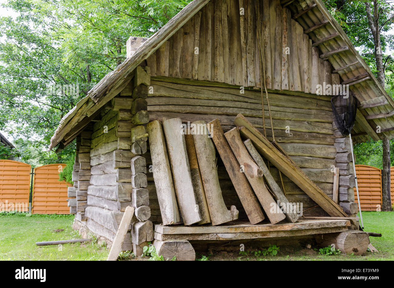 old ancient rural log house Stock Photo - Alamy