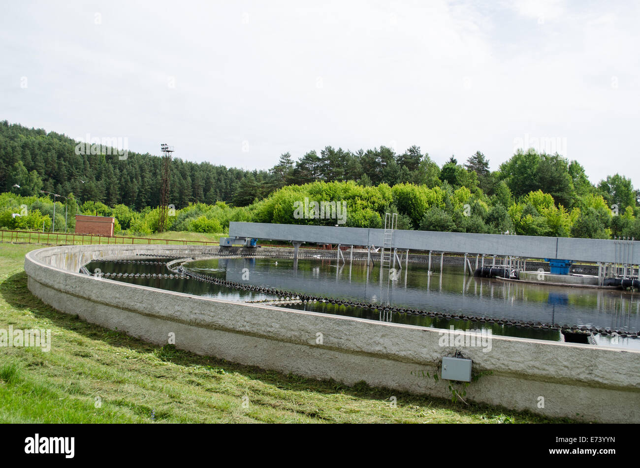 Reservoir of cleaned sewage water clarification step in treatment ...