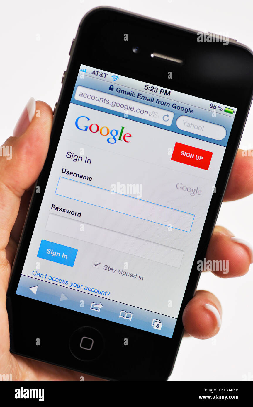 iPhone screen showing Google account sign-in website Stock Photo - Alamy