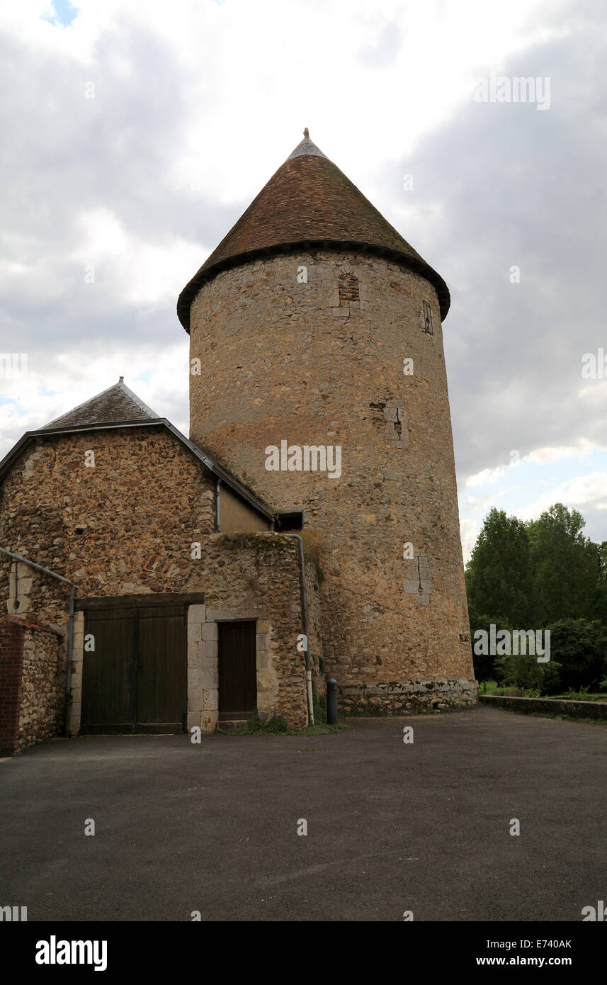 medieval tower on Rue Saint Roche and fosse de le loir, Bonneval, Eure ...