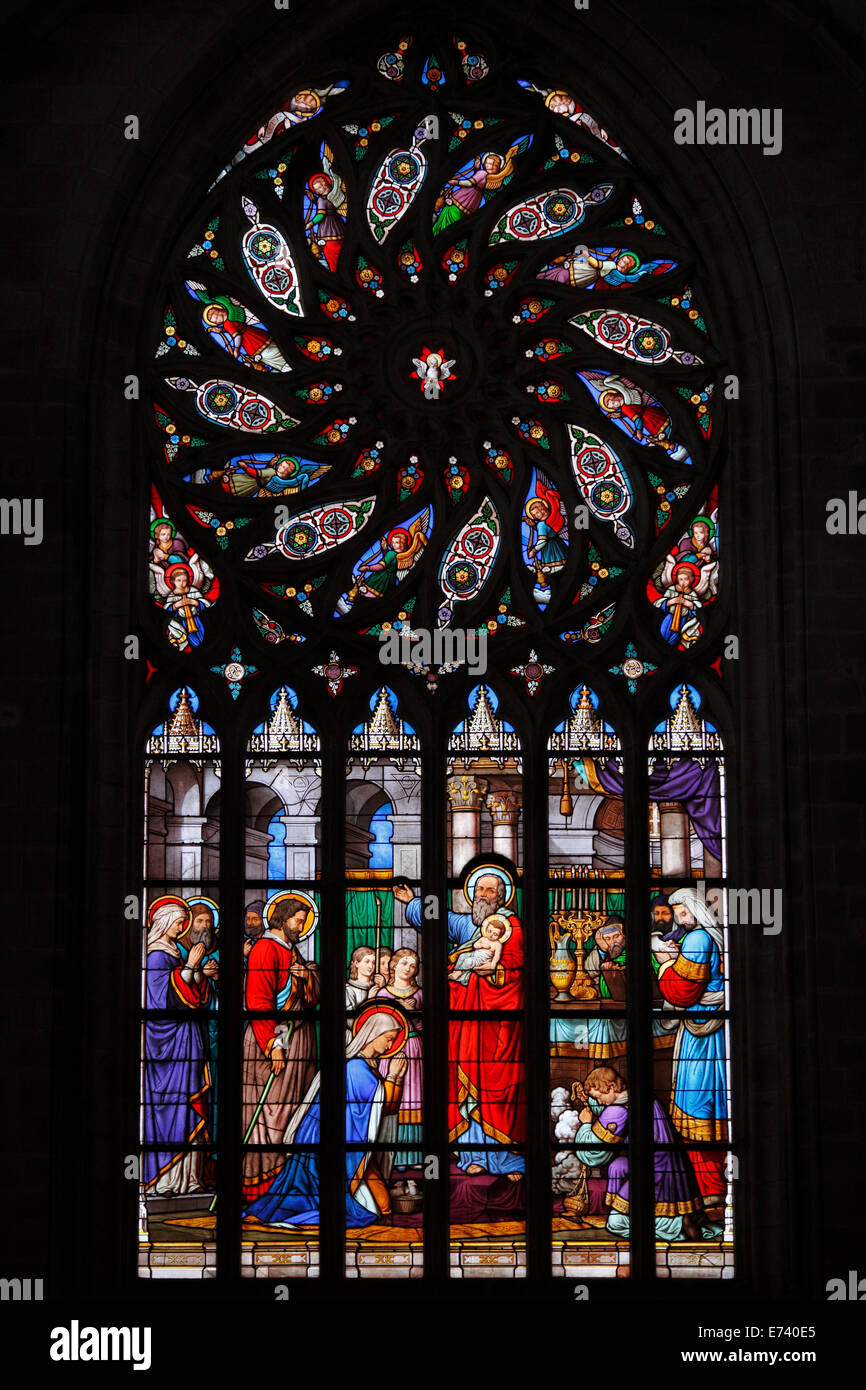 Eglise Saint Malo stained glass window Stock Photo - Alamy