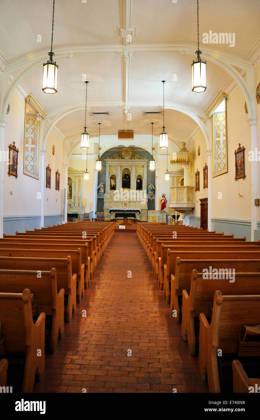 Interior of San Felipe de Neri Parish church, Albuquerque, New Mexico ...