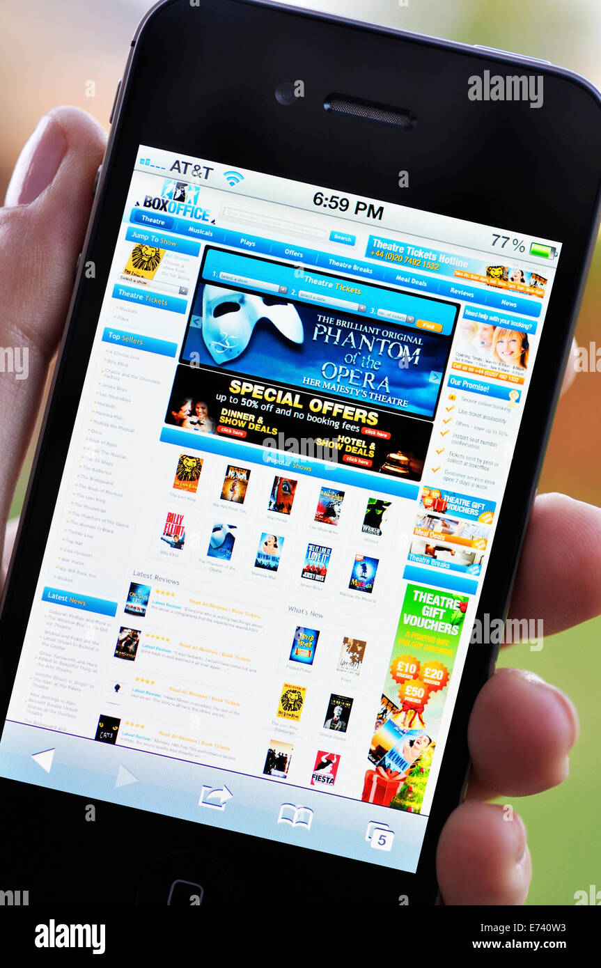 iPhone screen showing box office website Stock Photo - Alamy