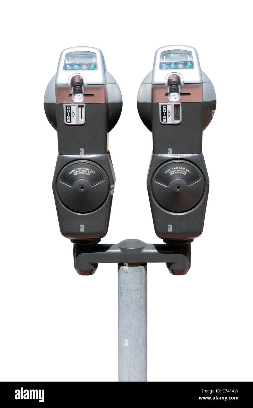 Modern Parking meter on a white background Stock Photo - Alamy
