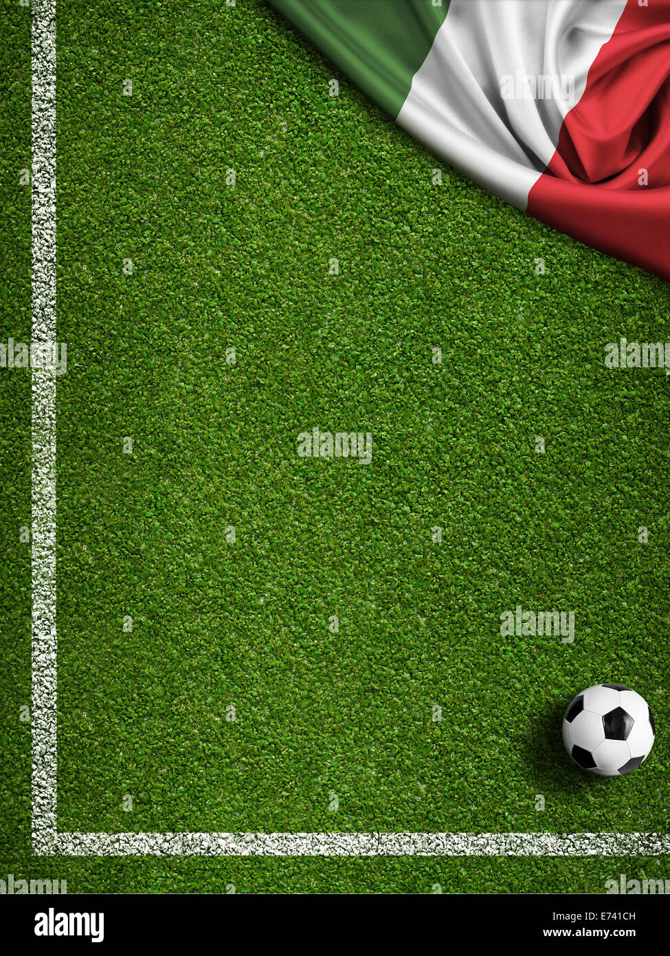 Soccer field with ball and flag of Italy Stock Photo - Alamy