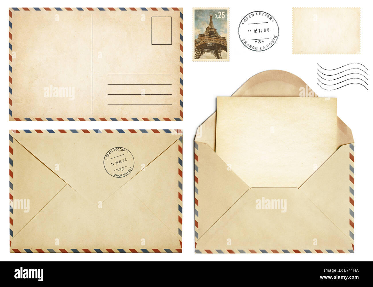 Old postcard, mail envelope, open letter, stamp collection Stock Photo ... Old postcard, mail envelope, open letter, stamp collection Stock Photo ...