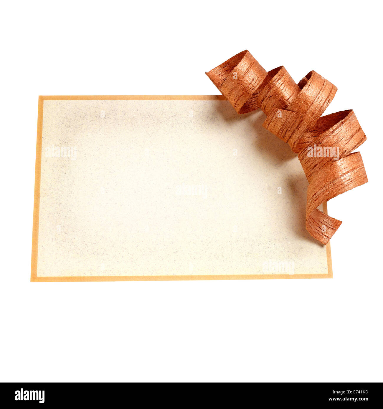 Ecological greeting card with wood ribbon Stock Photo - Alamy