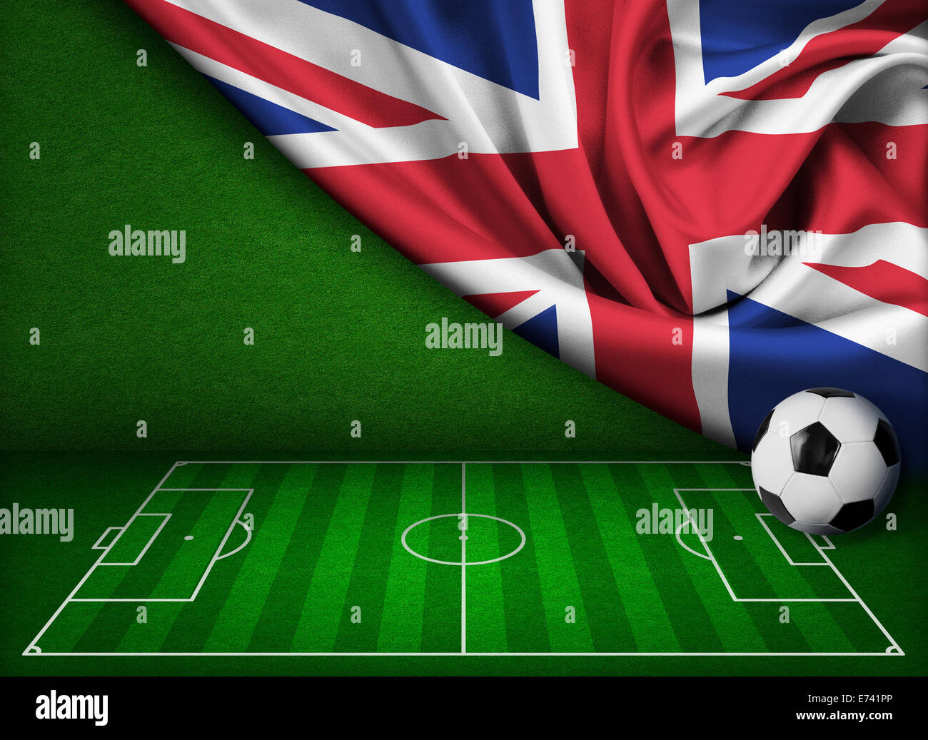 Soccer or football background with flag of United Kingdom Stock Photo ...