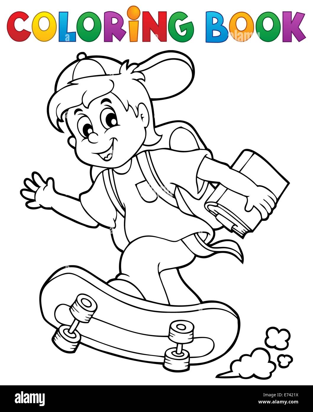 Coloring book school boy theme 1 - picture illustration Stock Photo - Alamy