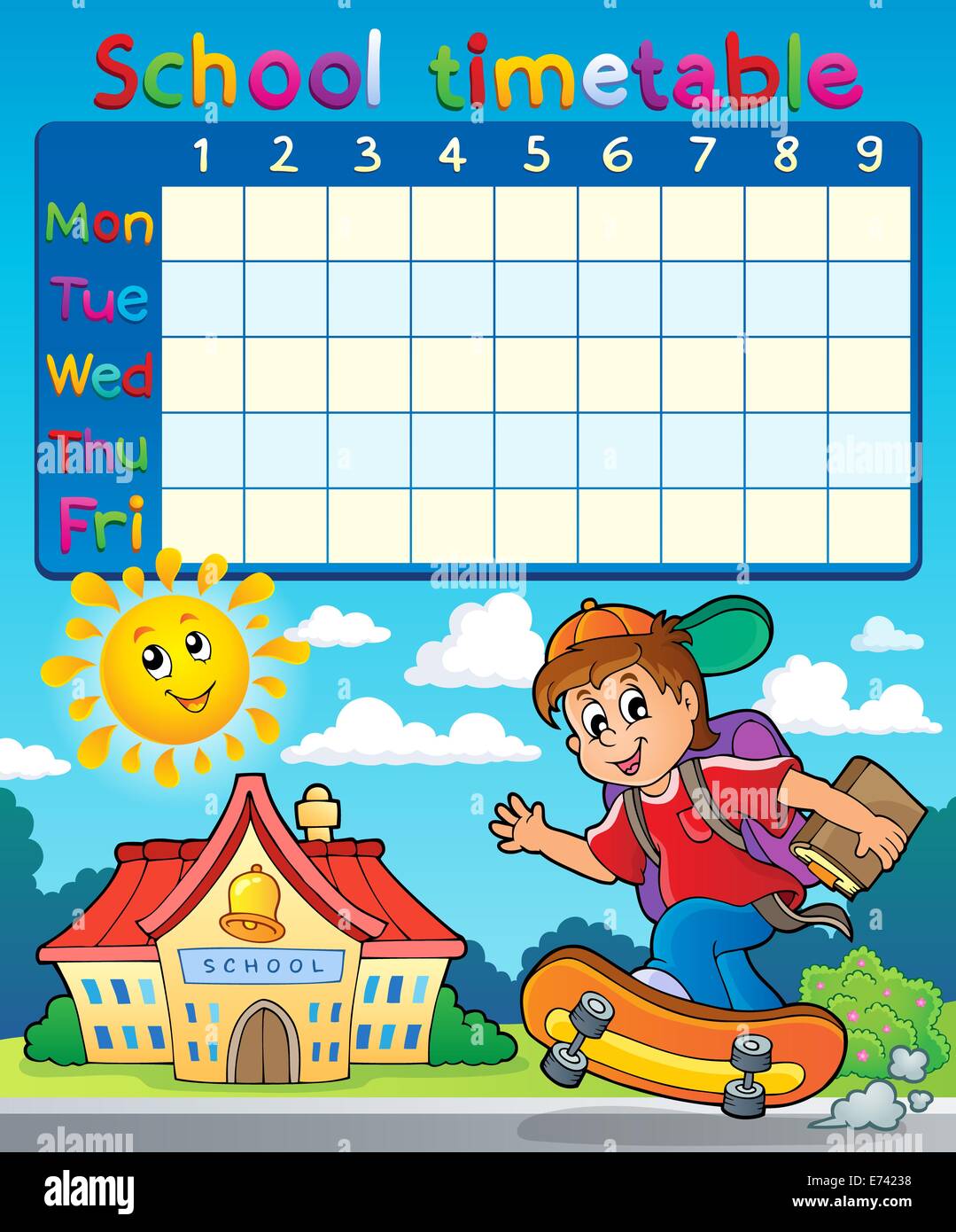 School timetable composition 7 - picture illustration Stock Photo - Alamy