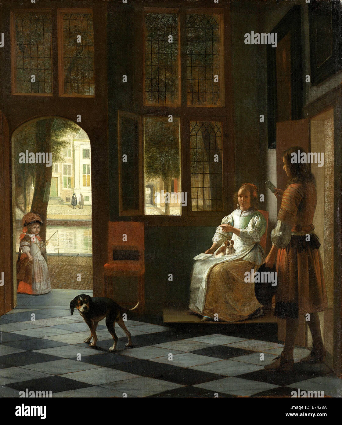 Man Handing a Letter to a Woman in the Entrance Hall of a House - by ...