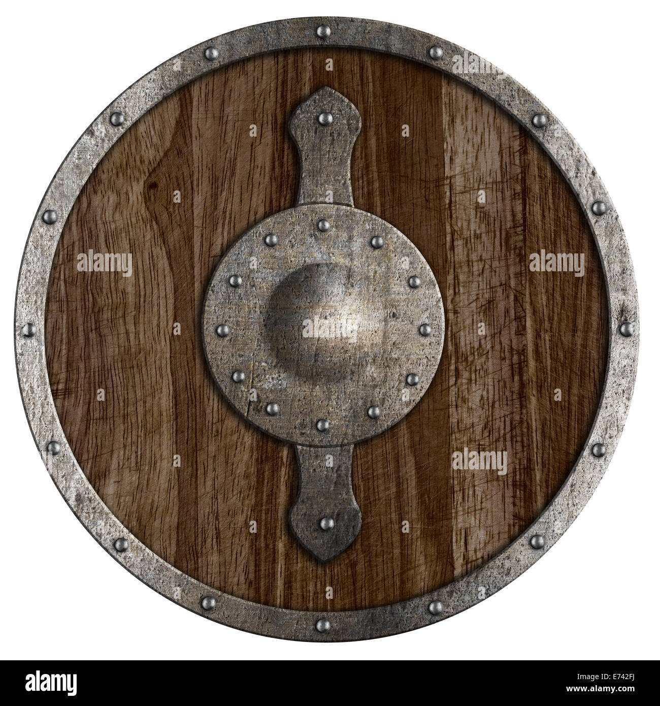 Old viking wooden shield isolated on white Stock Photo - Alamy
