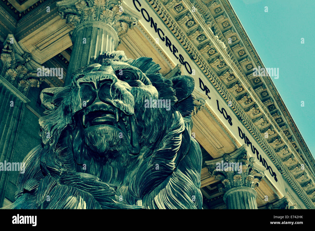 detail of the Spanish Congress of Deputies in Madrid, Spain, with a ...