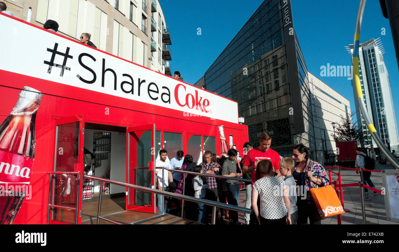 Coca-Cola promotion advert on double-decker bus Cardiff City Centre ...