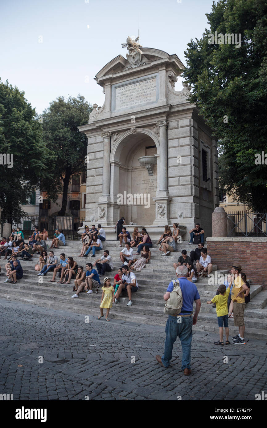Rome, Italy, Fountain of 100 priest or Fountain of Ponte Sisto (100 ...
