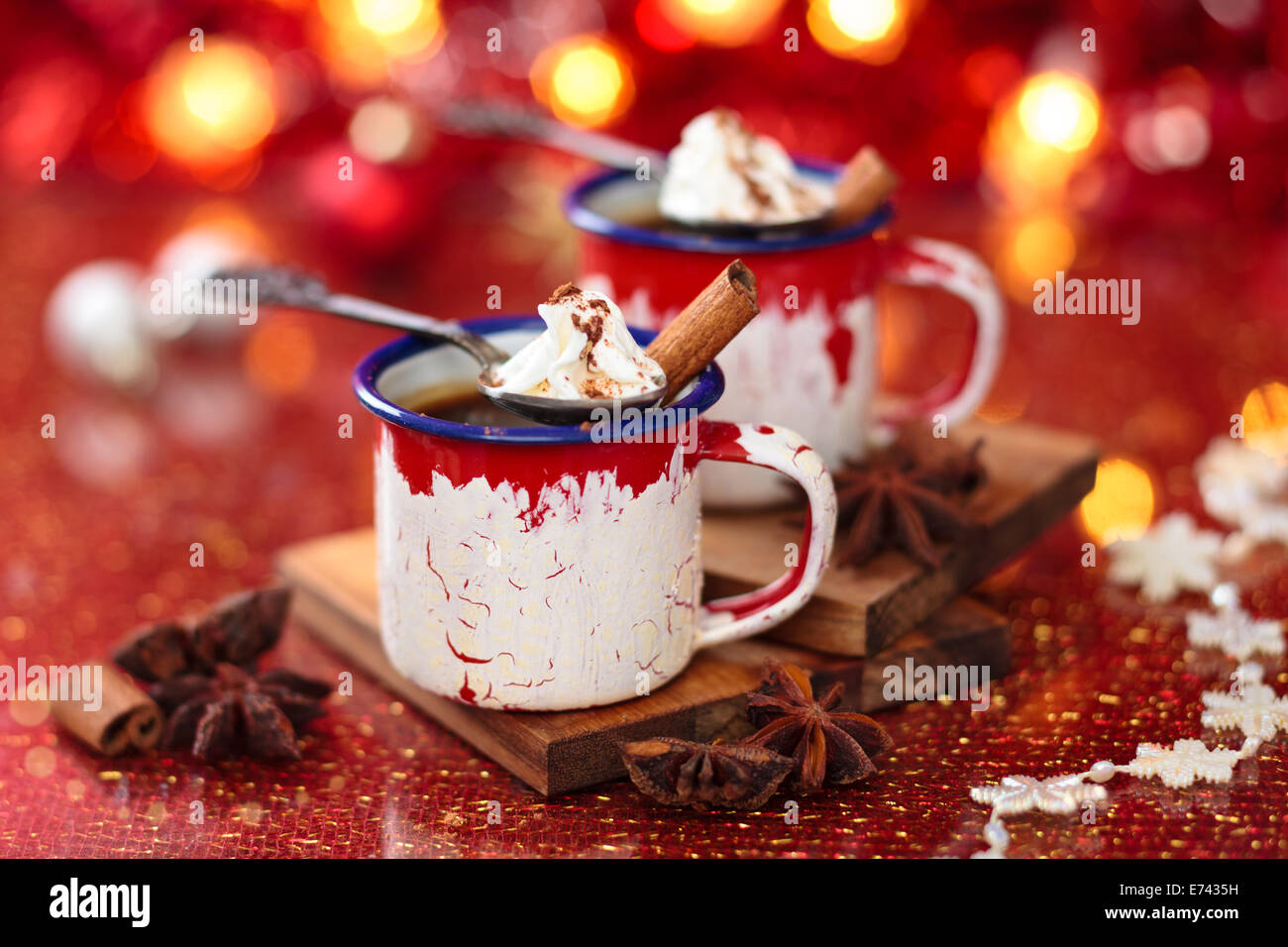 Mugs with hot chocolate Stock Photo - Alamy