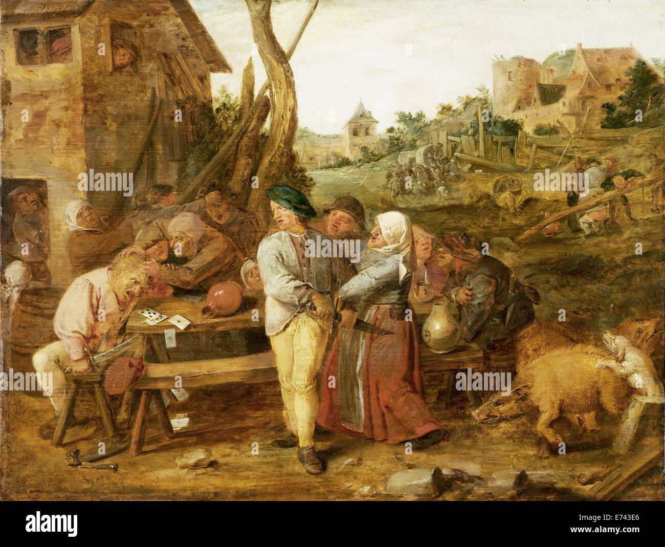 Peasant party - by Adriaen Brouwer, 1620 - 1630 Stock Photo - Alamy