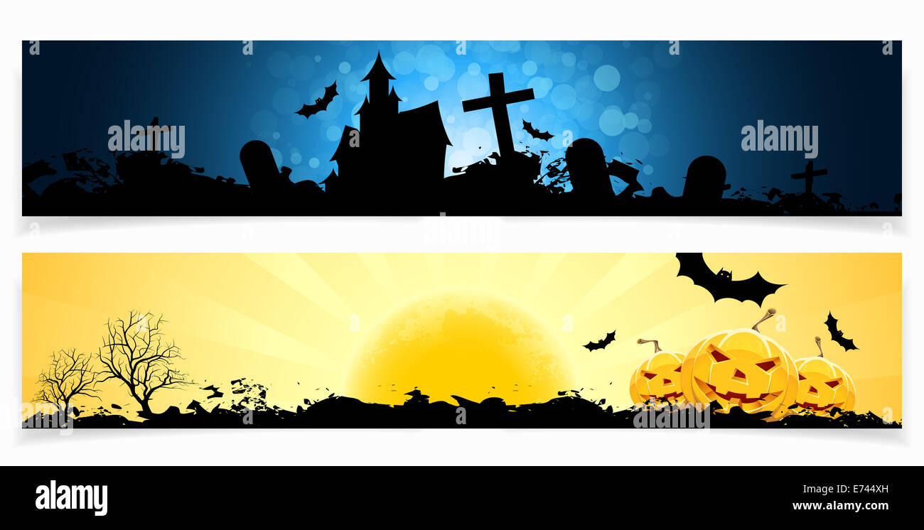 Set of Horizontal Halloween Banners Stock Photo - Alamy