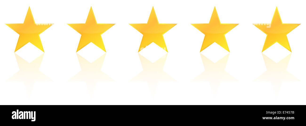 Five Star Product Quality Rating With Reflection Stock Photo - Alamy
