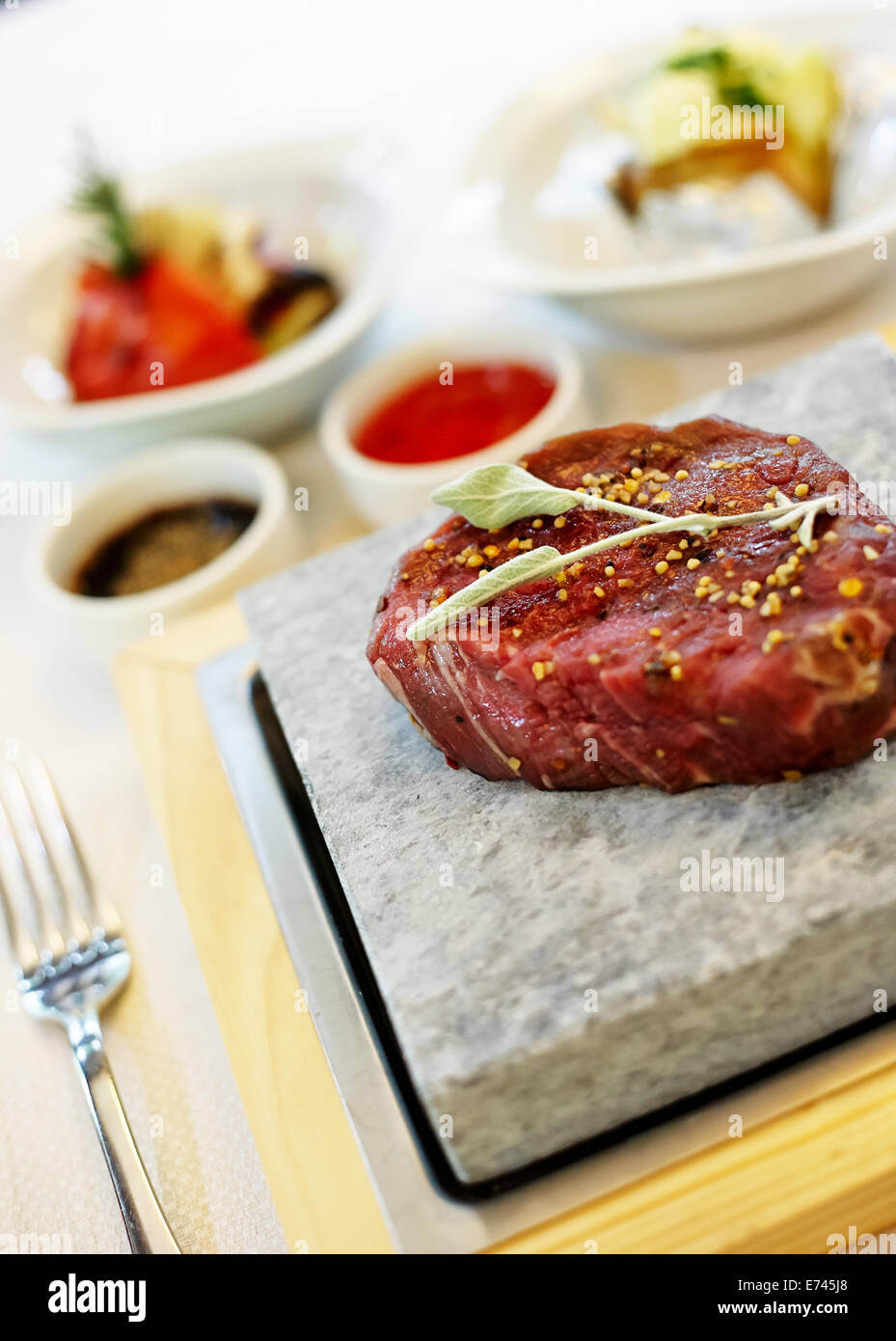 Red meat cooked on stone Stock Photo - Alamy