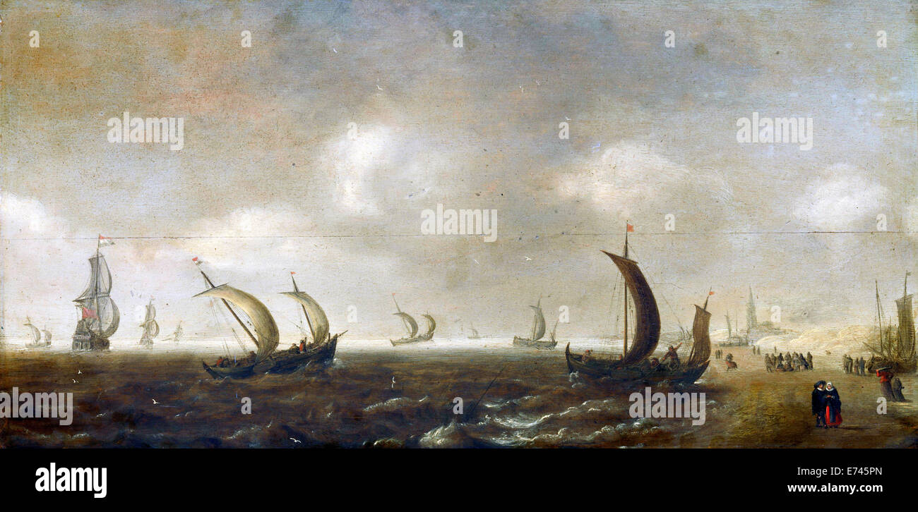 Seascape on beach scheveningen willem van diest painting art at hi-res ...