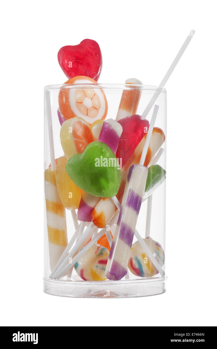 colorful lollipop in transparent box, isolated on white Stock Photo - Alamy