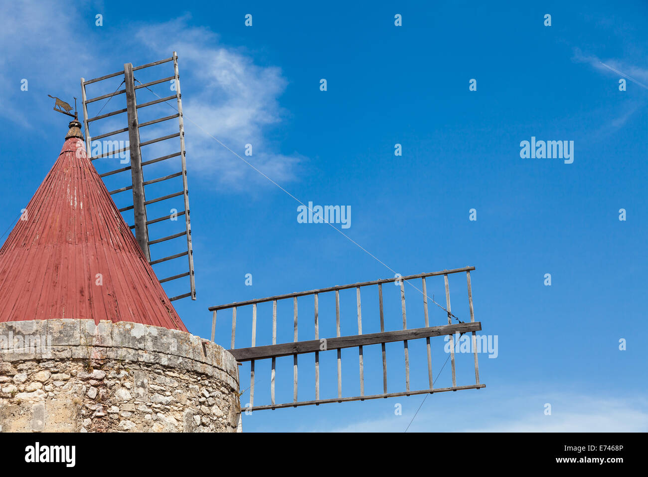 Provence region, France. Fontvieille old mill, made of stone and wood ...