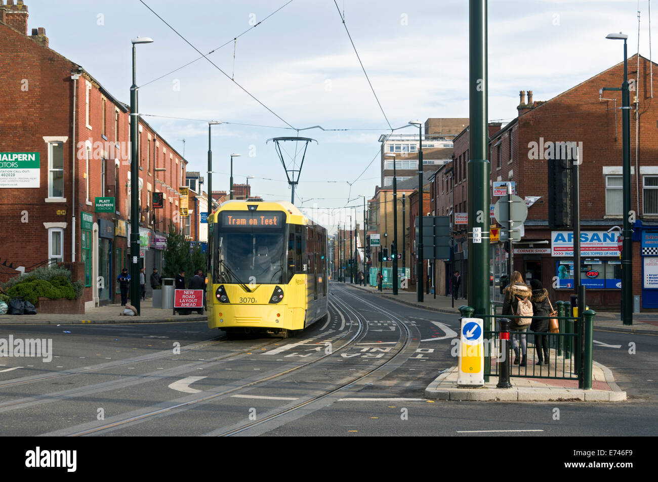 Manchester Metrolink tram on Union Street, Oldham, Greater Manchester ...