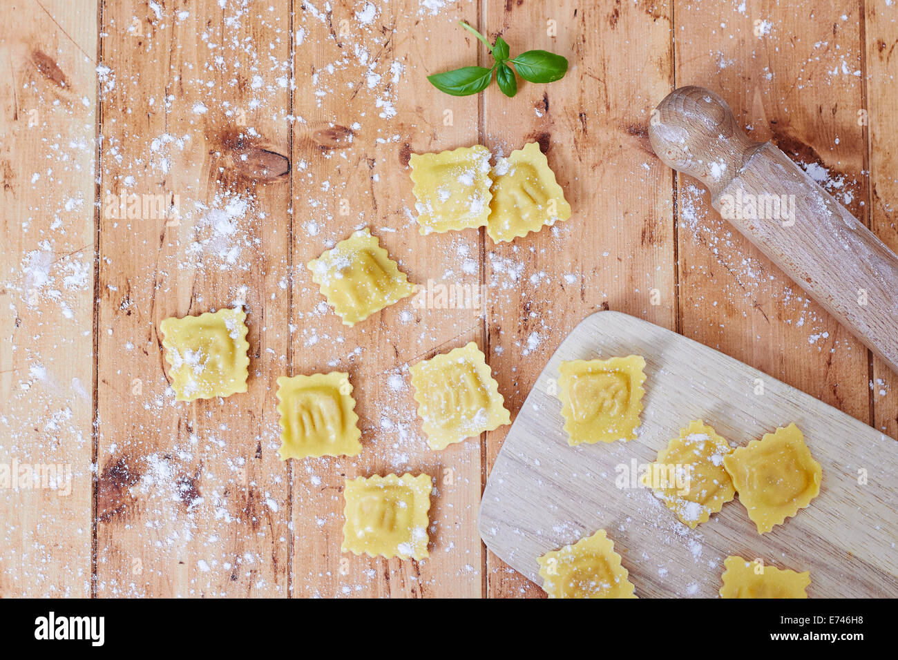 Raw ravioli pasta ready to cook Stock Photo - Alamy
