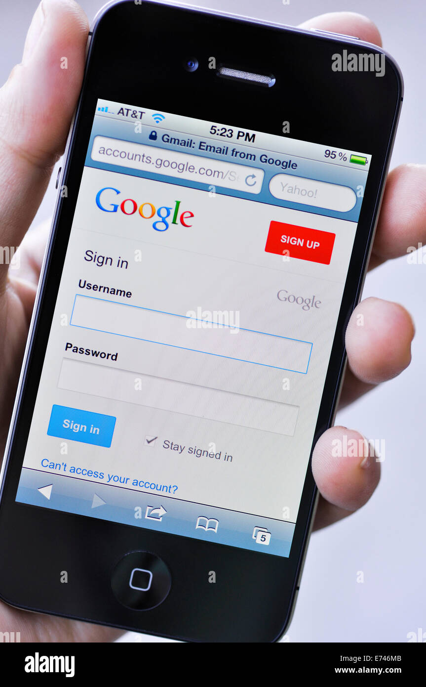 iPhone screen showing Google account sign in Stock Photo - Alamy