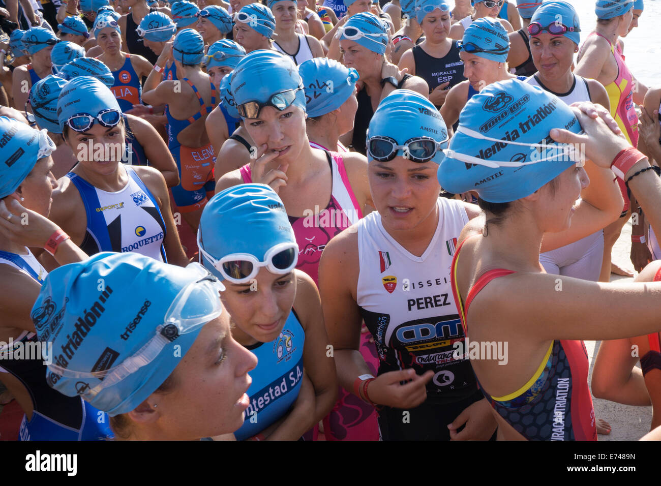 Valencia, Spain. 6th September, 2014. Athletes preparing for the swim ...