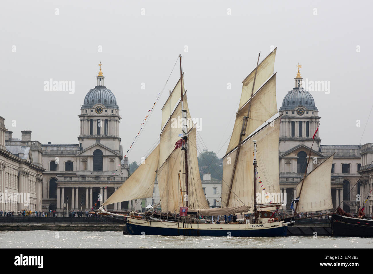 London, UK. 6 September 2014. Gaff ketch Tectona moored at Maritime ...