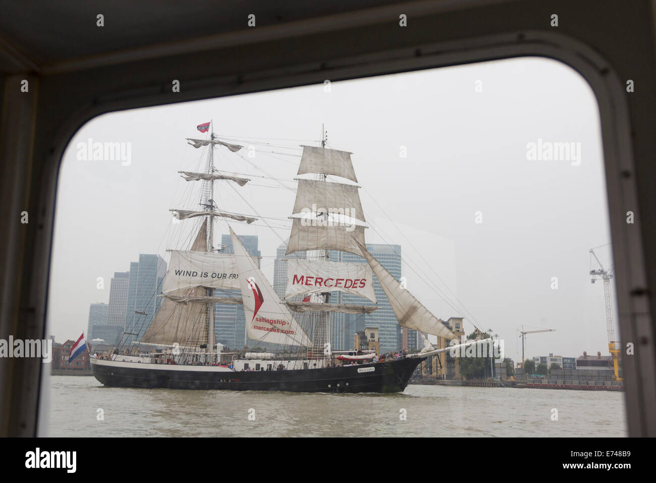 London, UK. 6 September 2014. Pictured: two-masted square-rigged ...