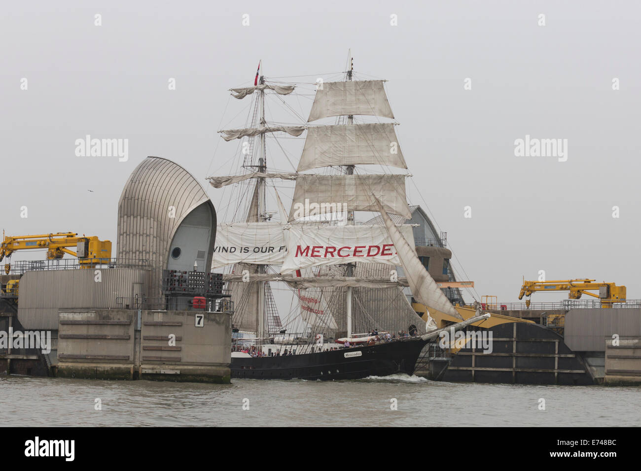London, UK. 6 September 2014. Pictured: two-masted square-rigged ...
