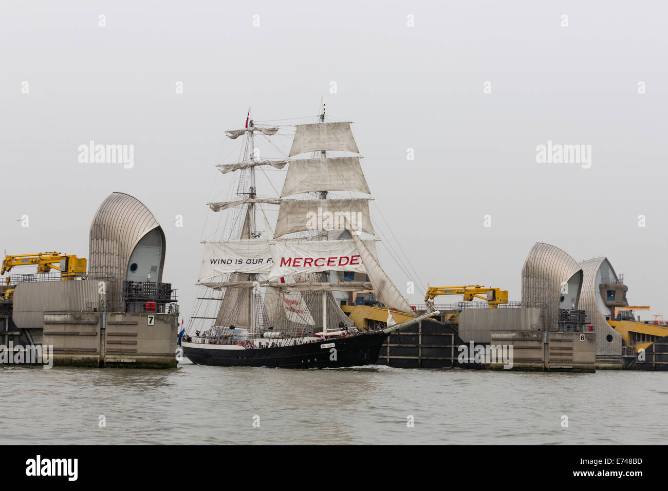 London, UK. 6 September 2014. Pictured: two-masted square-rigged ...