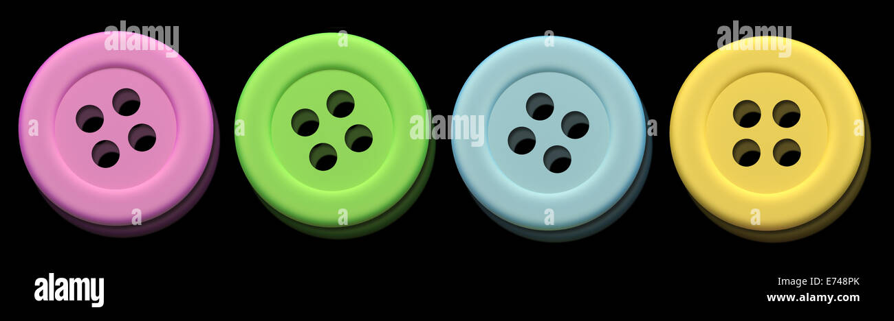 design in 3d of some buttons of different colors on a black background ...