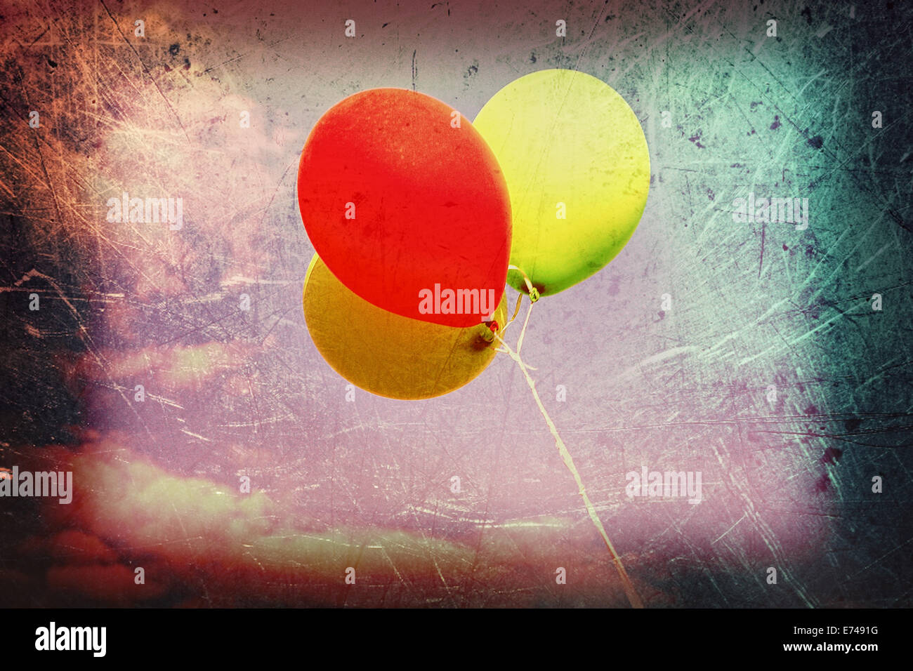 Colorful balloons in a retro style Stock Photo - Alamy