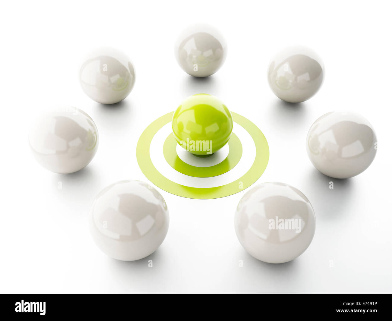 image of 3d green ball on target. business leadership success concept ...