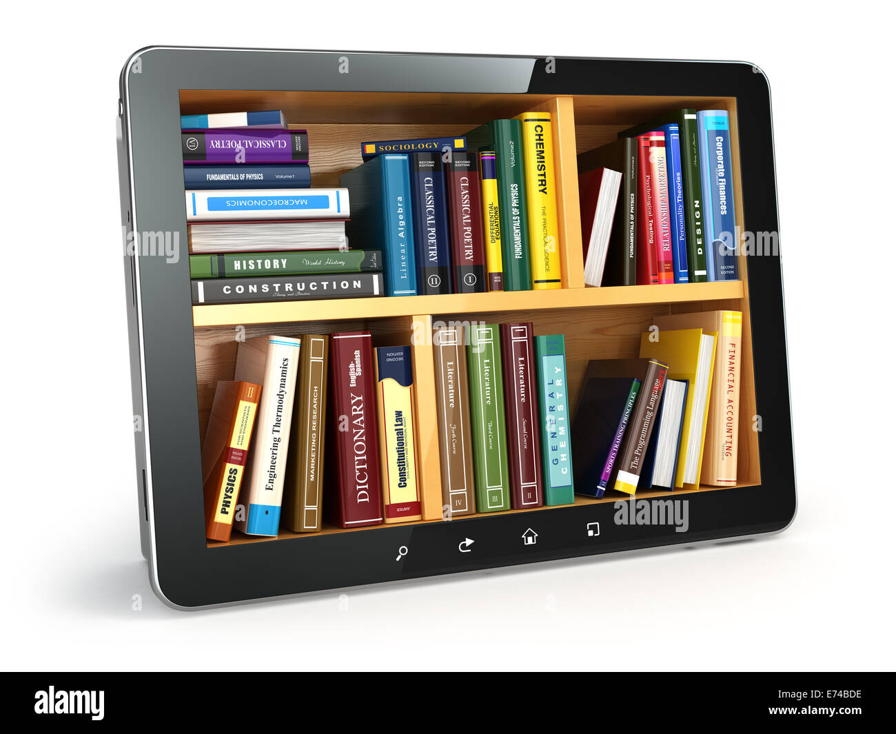 E-learning. Tablet pc and textbooks. Education online. 3d Stock Photo ...
