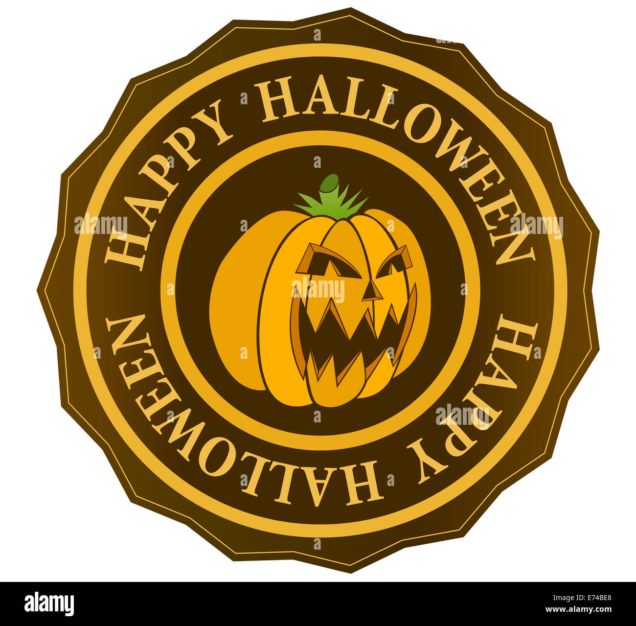 happy halloween label or sticker, in english language Stock Photo - Alamy