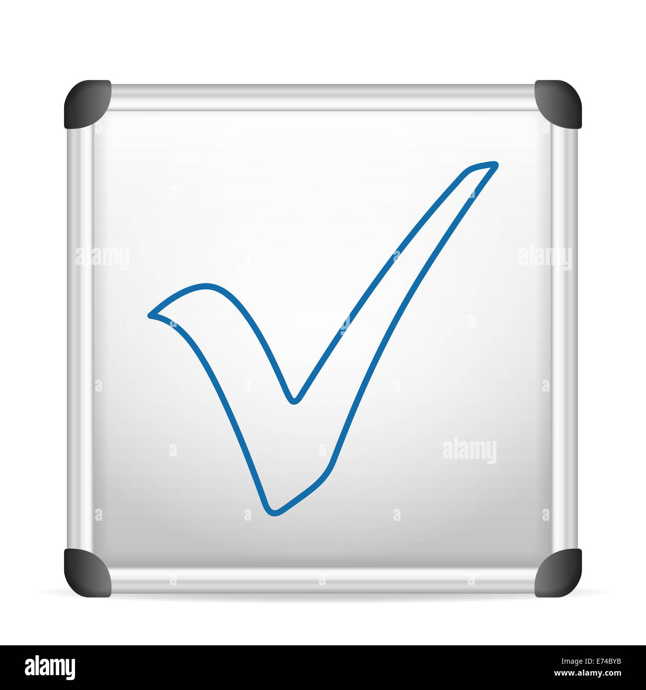 whiteboard check on a white background Stock Photo - Alamy