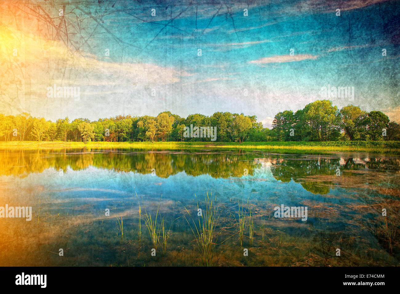 Retro lake hi-res stock photography and images - Alamy