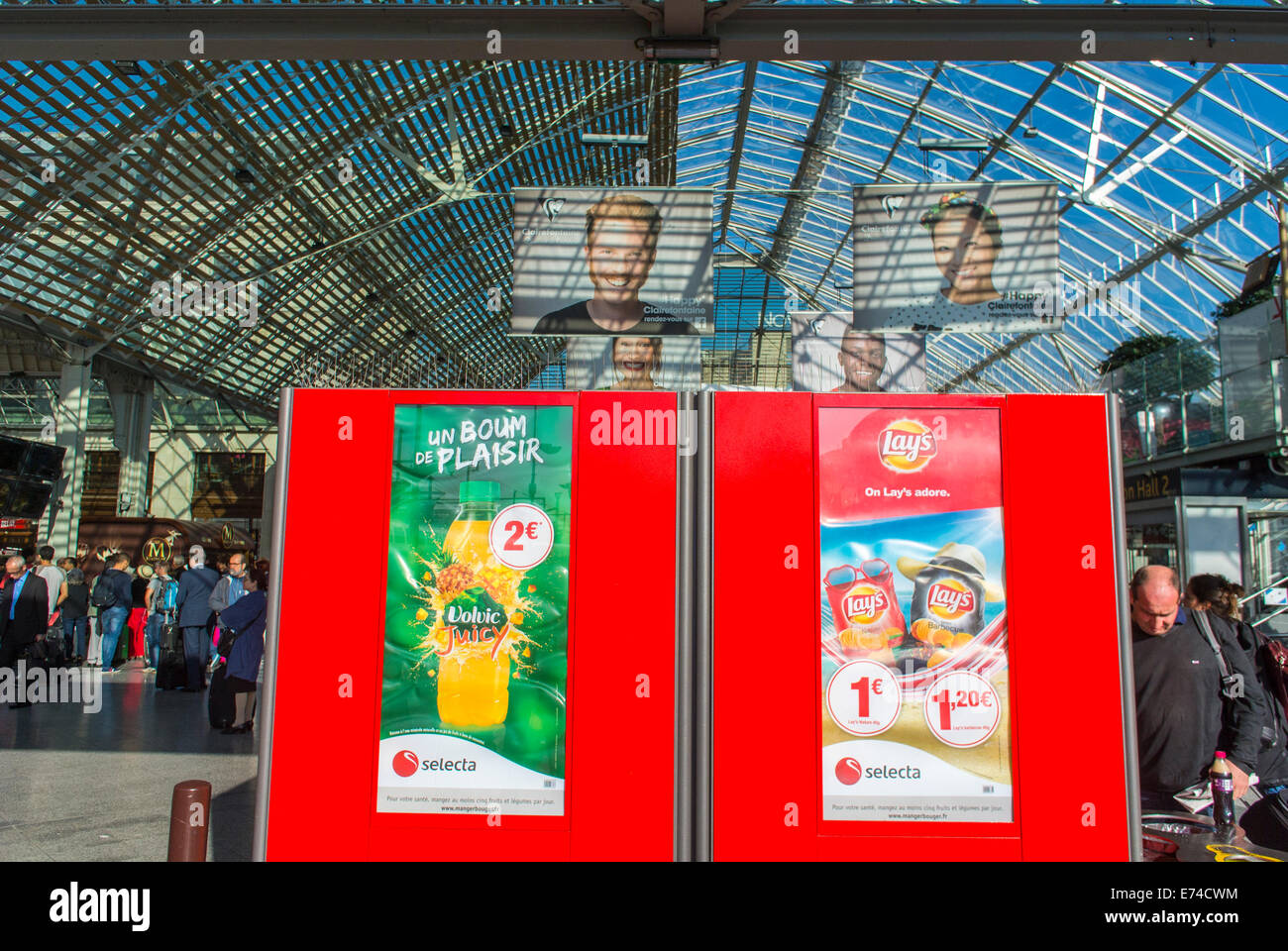 Paris, France, French Advertising Posters Display inside "Gare de Ly-on ...