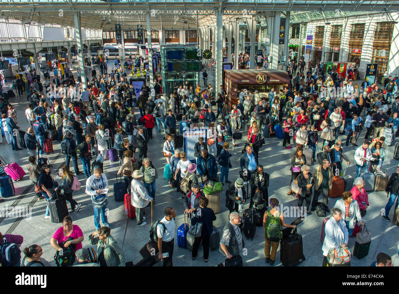 Paris, France, Wide Angle, High Angle, big crowds aerial view of ...