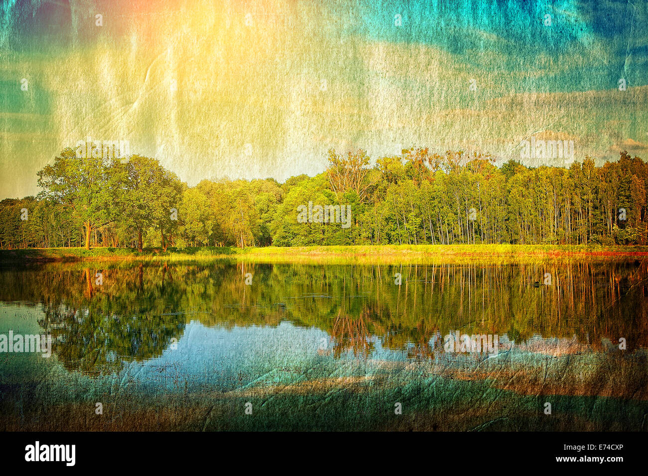 Retro lake hi-res stock photography and images - Alamy